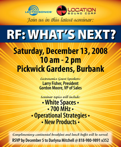 Lectrosonics / Location Sound Corp RF Seminar - Manufacturers & Dealers ...